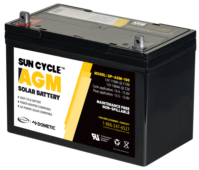 Go Power! 100Ah 12V Sun Cycle AGM Solar Battery - GP-AGM-100-12V ...